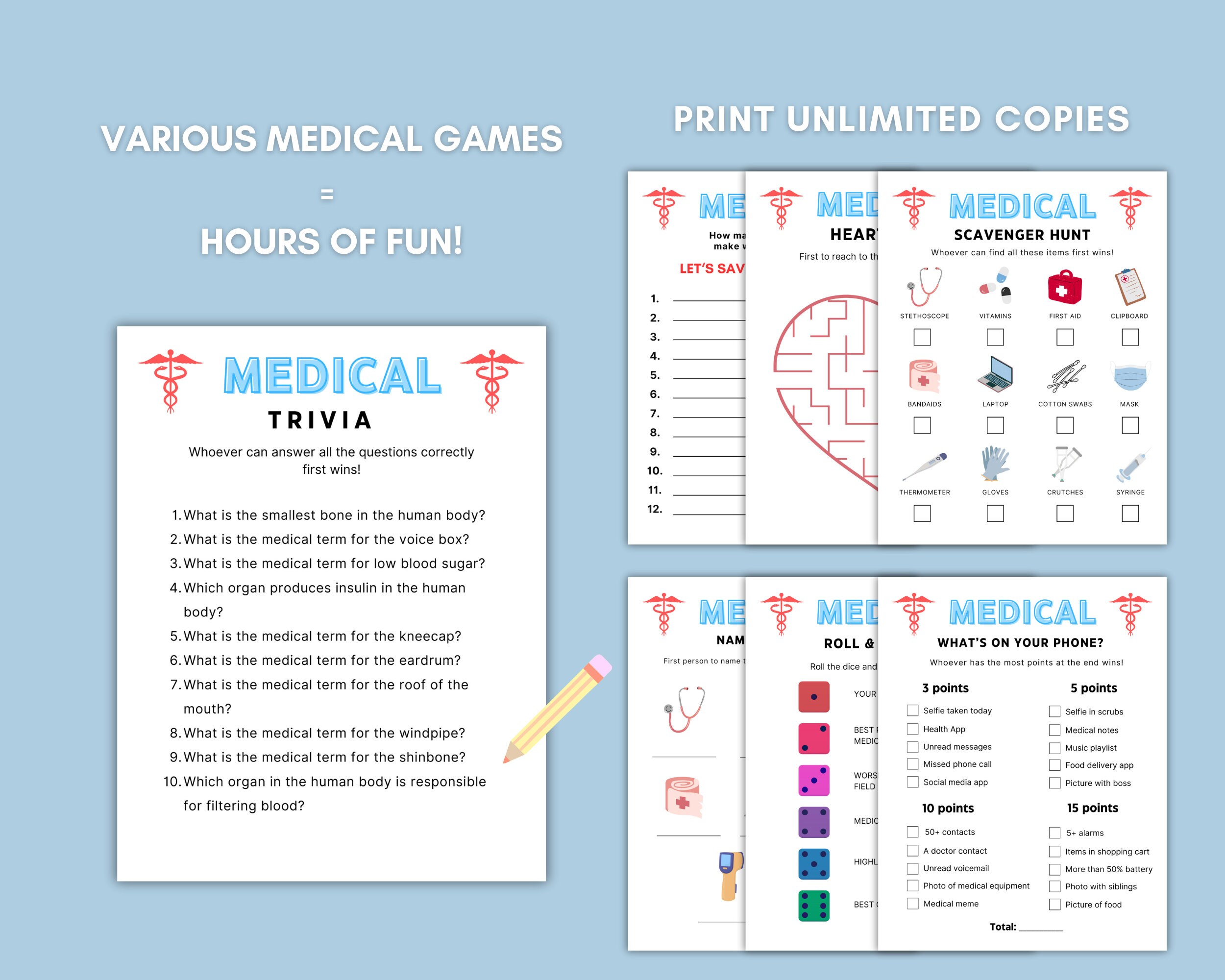 Medical Games Bundle: 20 Printable Doctor Nurse Activities (PDF) - Etsy