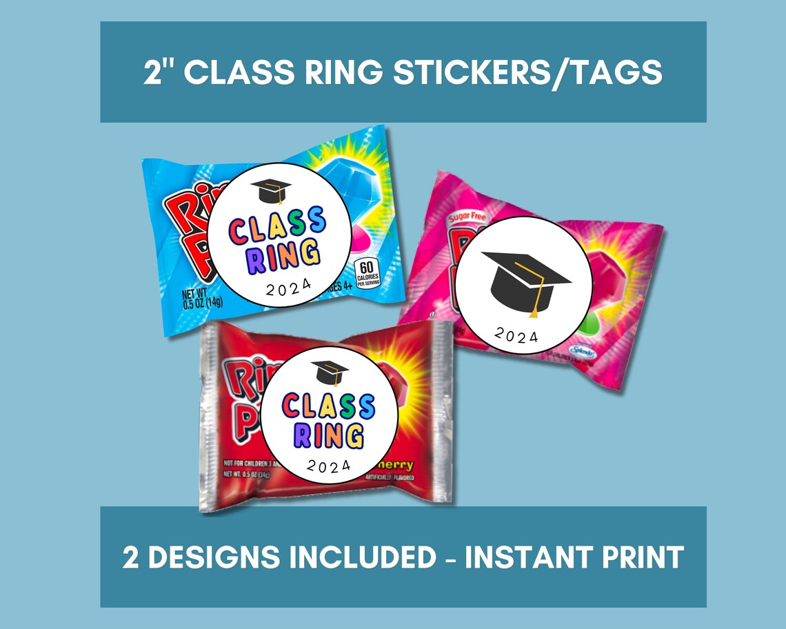 Class Ring 2" Graduation Stickers/tags (PDF Printable) - Etsy