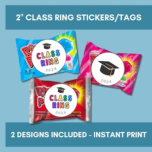 Class Ring 2" Stickers/tags Printable, End of the Year Gifts for ...