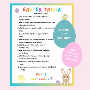 Easter Trivia Game for Kids Printable Easter Story, Sunday School Game ...
