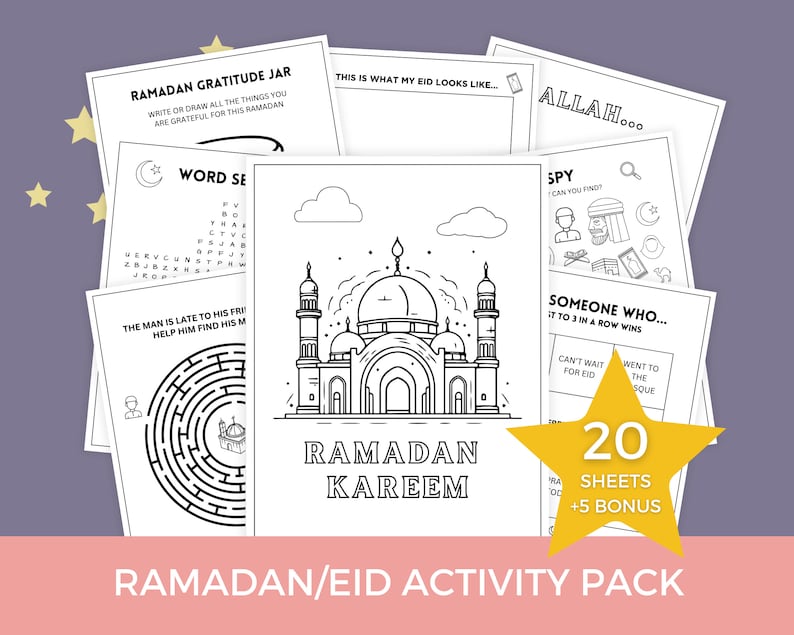 Ramadan Printable Activity Pack, Eid Activities, Ramadan Eid Coloring ...