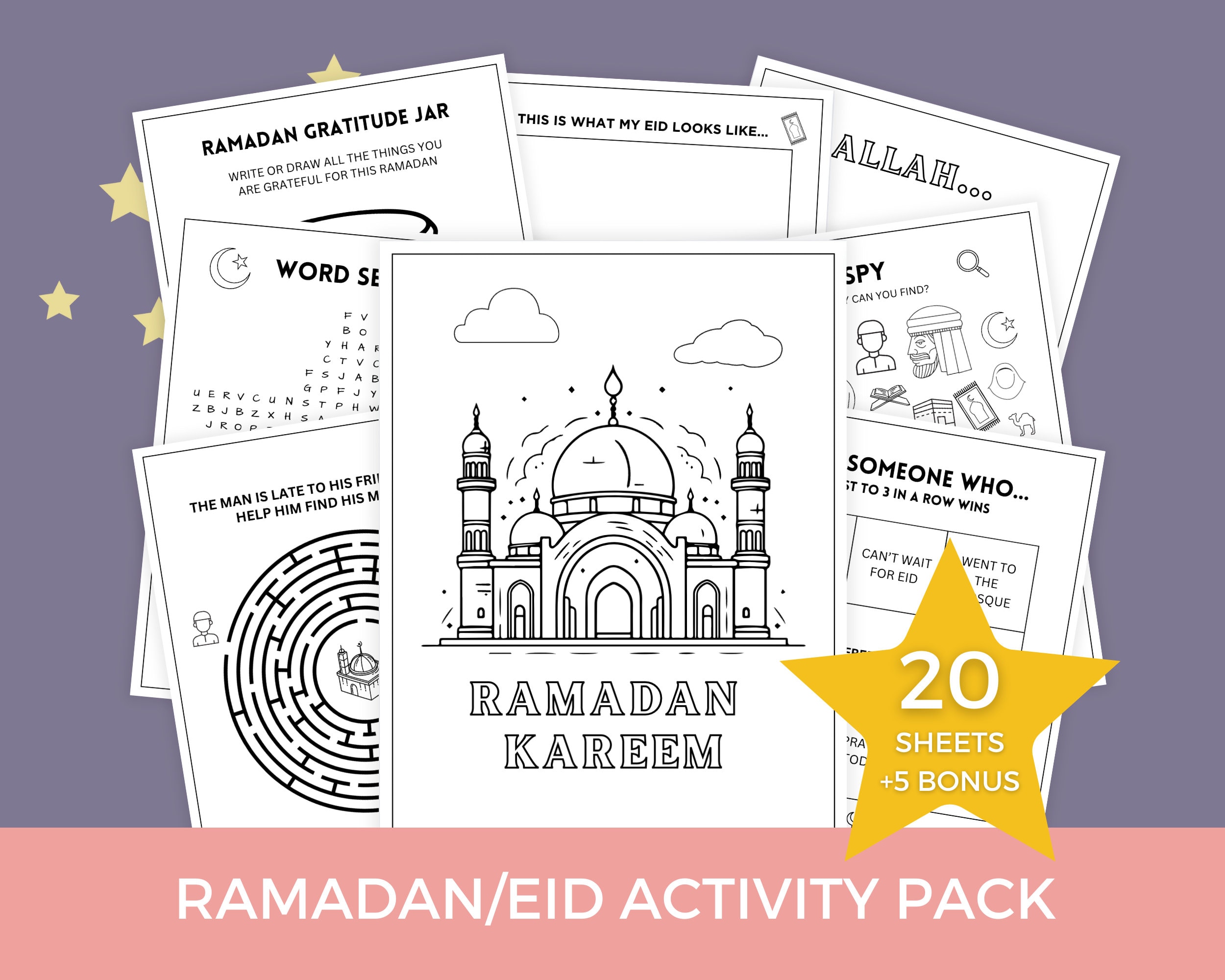 Ramadan Printable Activity Pack, Eid Activities, Ramadan Eid Coloring ...