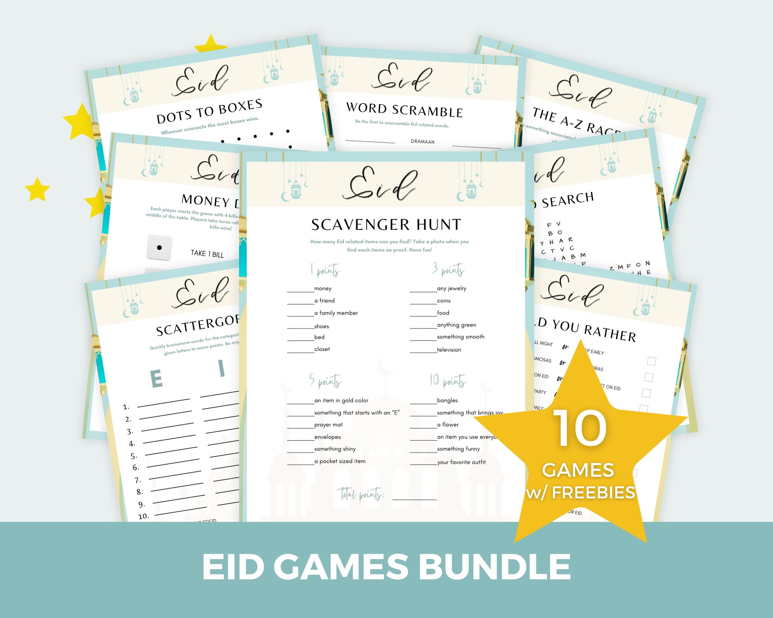 Eid Family Games Bundle, Printable Eid Activities, Eid Party Games ...