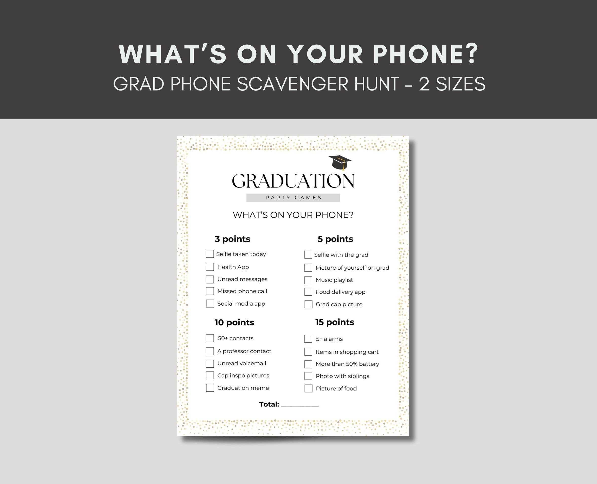 Grad Phone Scavenger Hunt Printable Game, What's on Your Phone ...