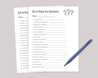 Get to Know You Questions Conversation Starter Icebreaker Download - Etsy