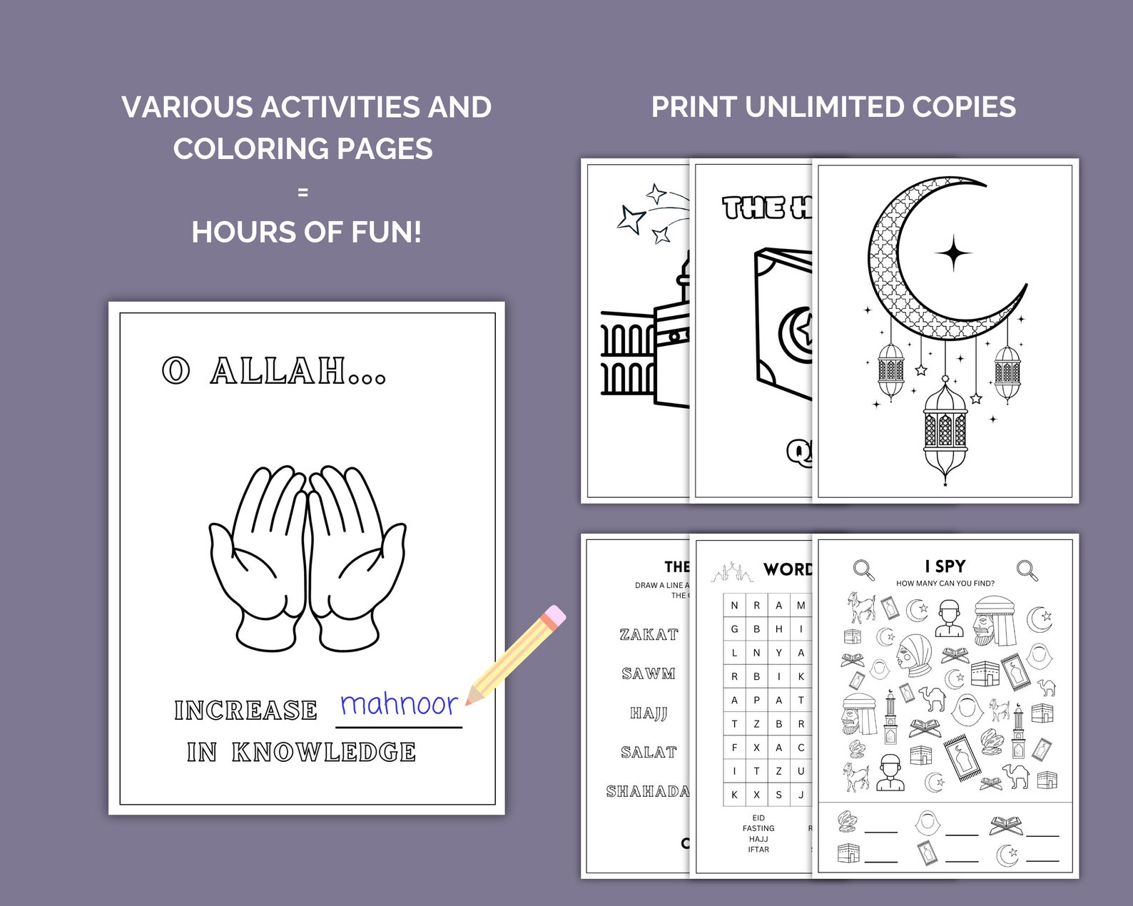 Ramadan Printable Activity Pack, Eid Activities, Ramadan Eid Coloring ...