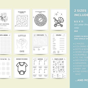Baby Shower Kids Activity Book Printable, Baby Shower Games for ...
