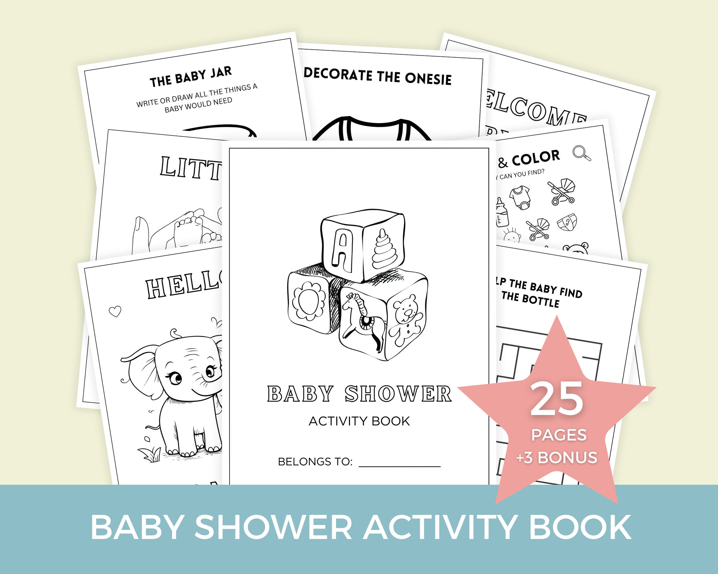 Baby Shower Kids Activity Book Printable, Baby Shower Games for ...
