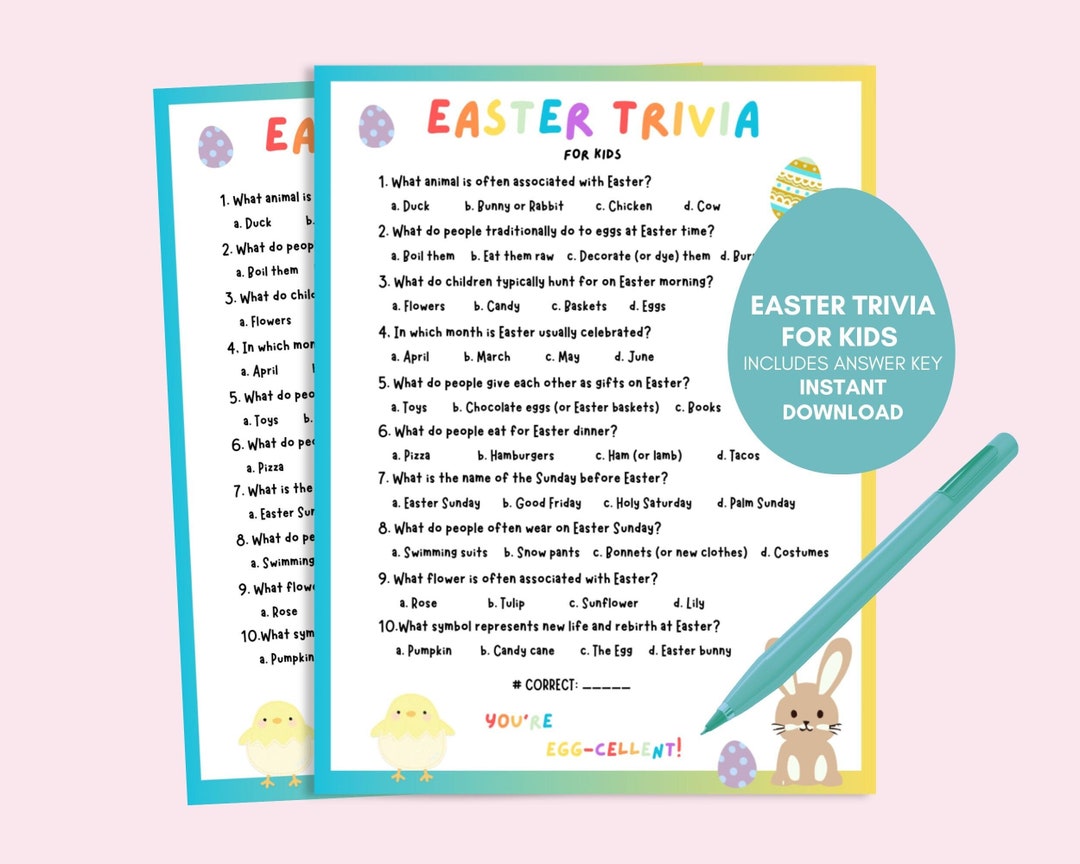 Easter Trivia Game for Kids Printable Easter Story, Sunday School Game ...