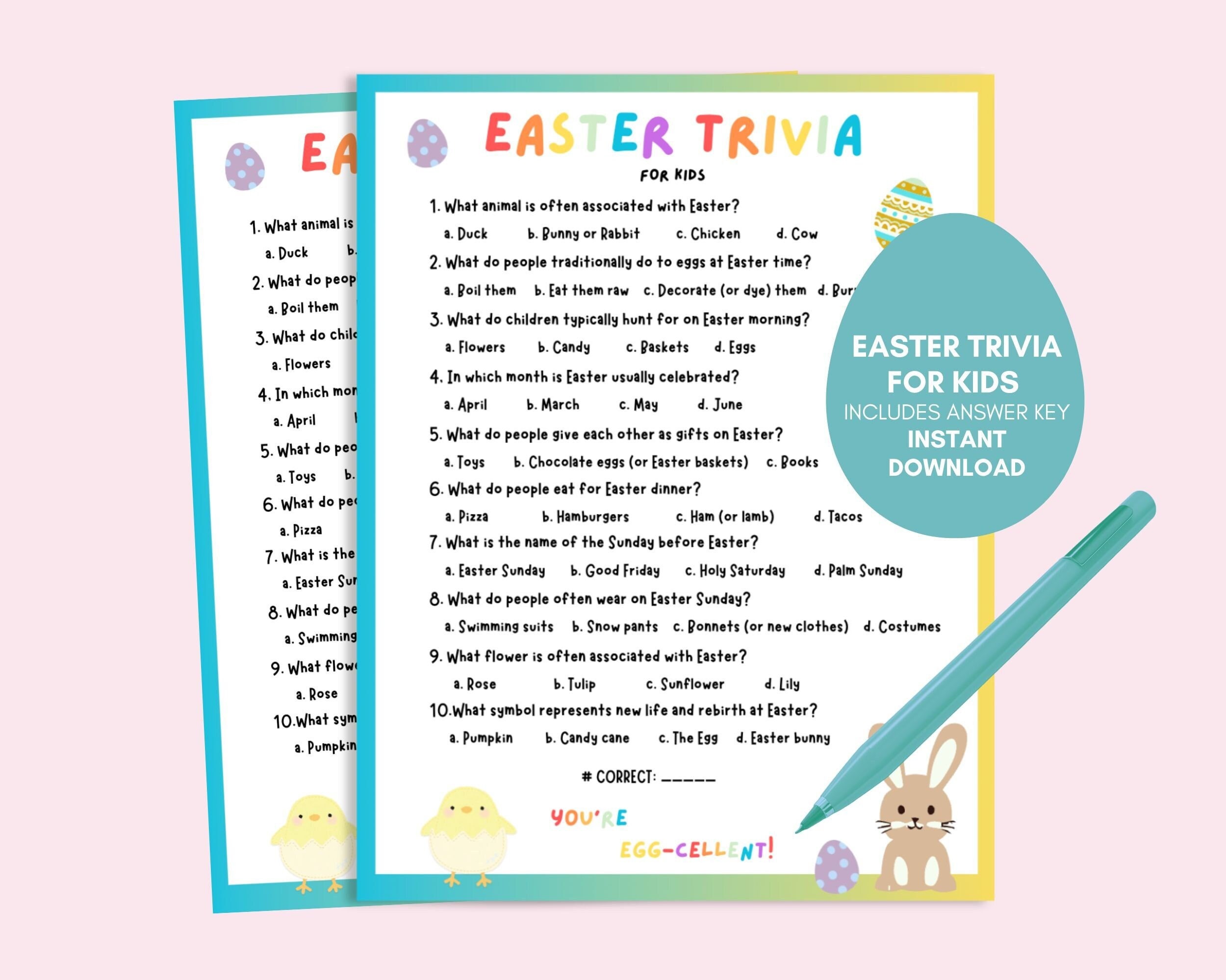 Easter Trivia Game for Kids Printable Easter Story, Sunday School Game ...
