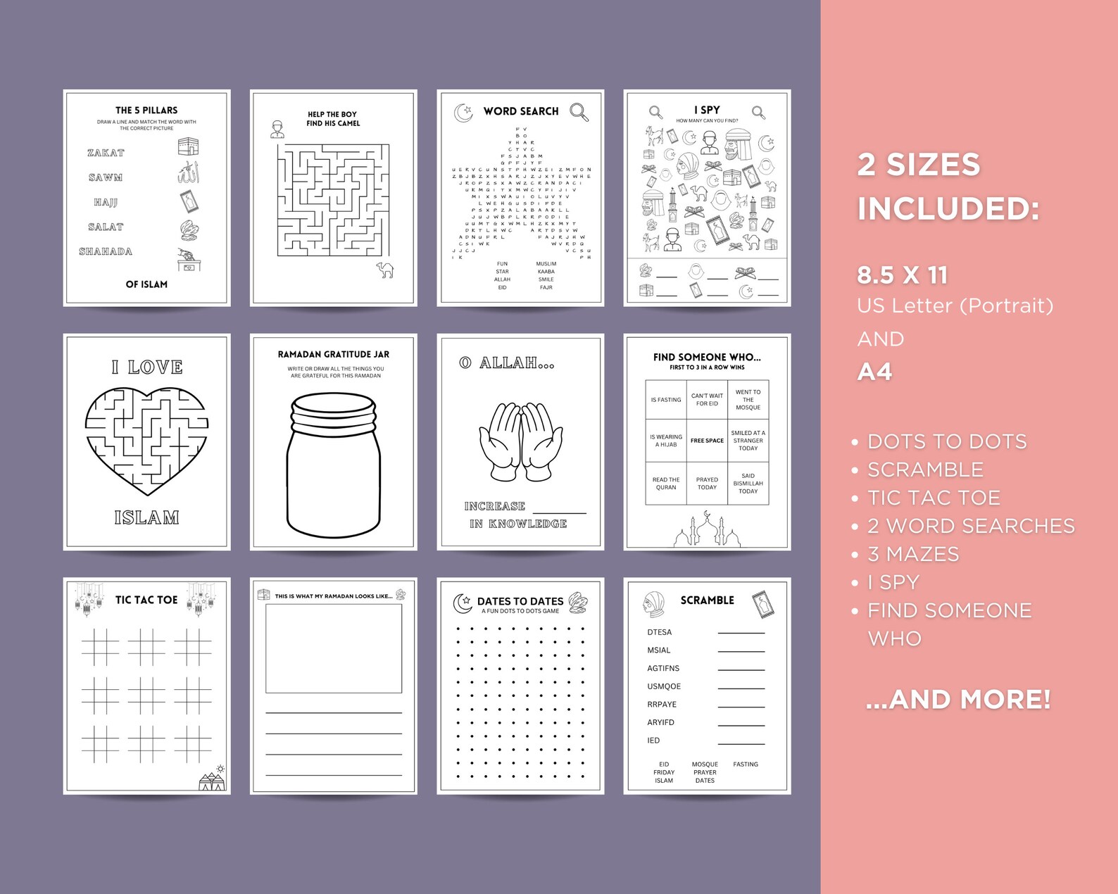 Ramadan Printable Activity Pack, Eid Activities, Ramadan Eid Coloring ...