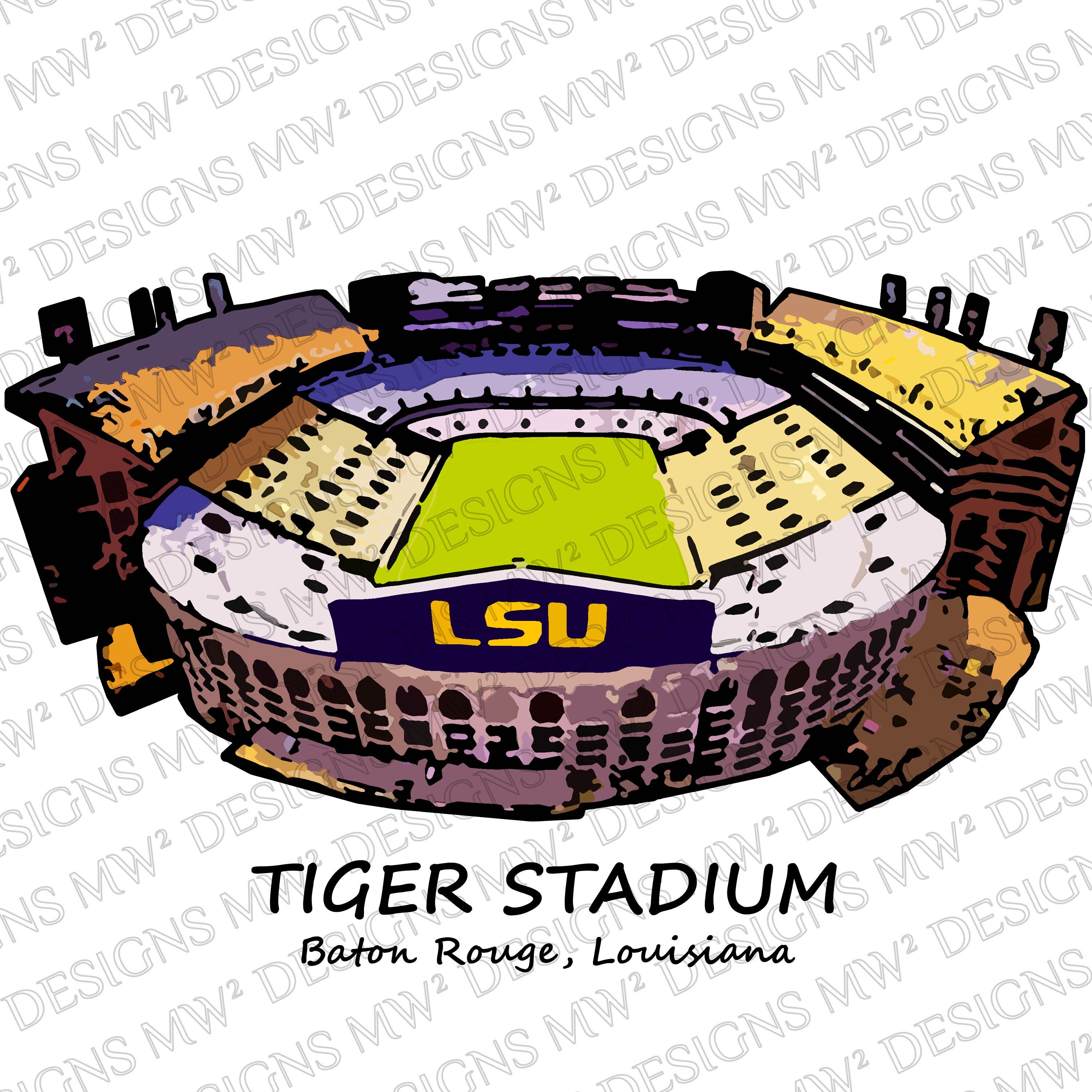 Tiger Stadium LSU Baton Rouge Louisiana DIGITAL Download - Etsy