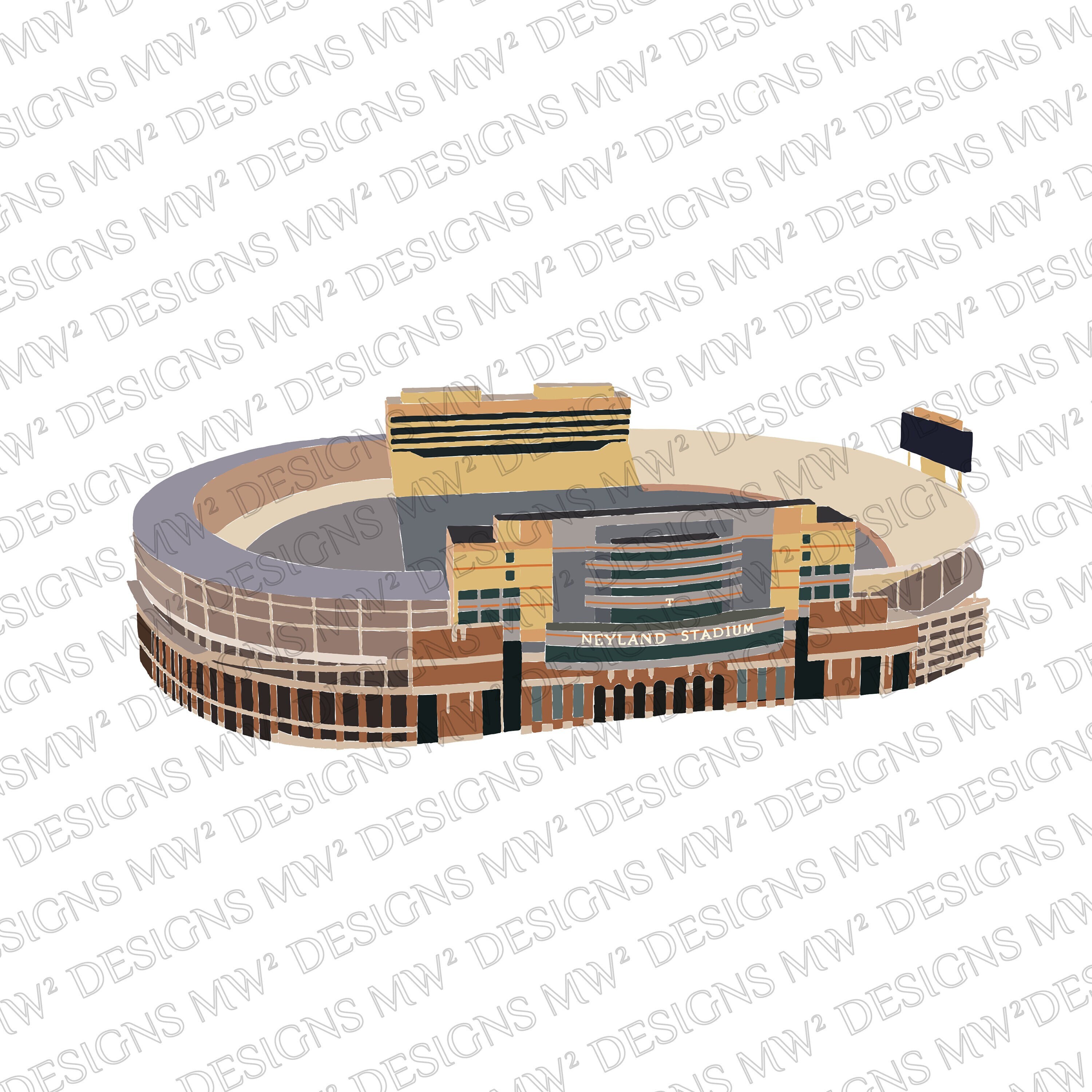 Neyland Stadium Rough Digital Drawing Knoxville Tennessee - Etsy