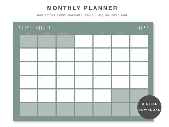 Monthly Digital Planner Printable Calendar Academic Year - Etsy