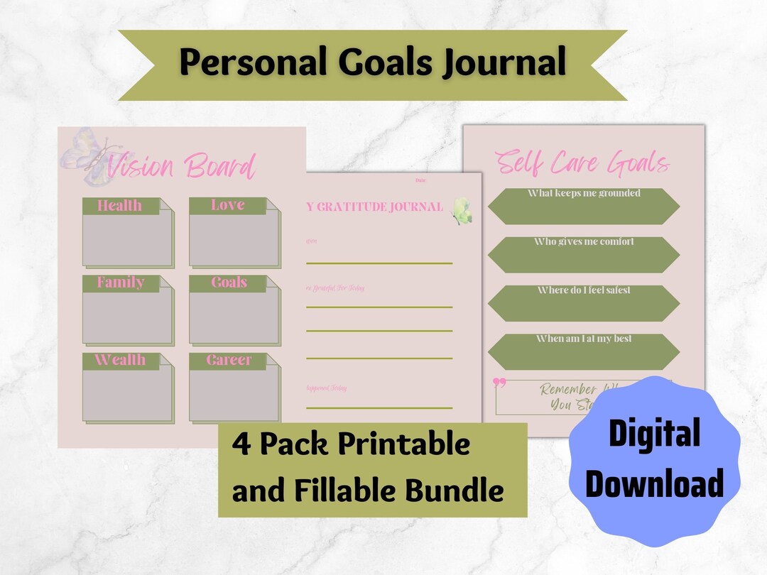 Personal Goals Journal Sheets, Personal Goals Journal/self Care Journal ...