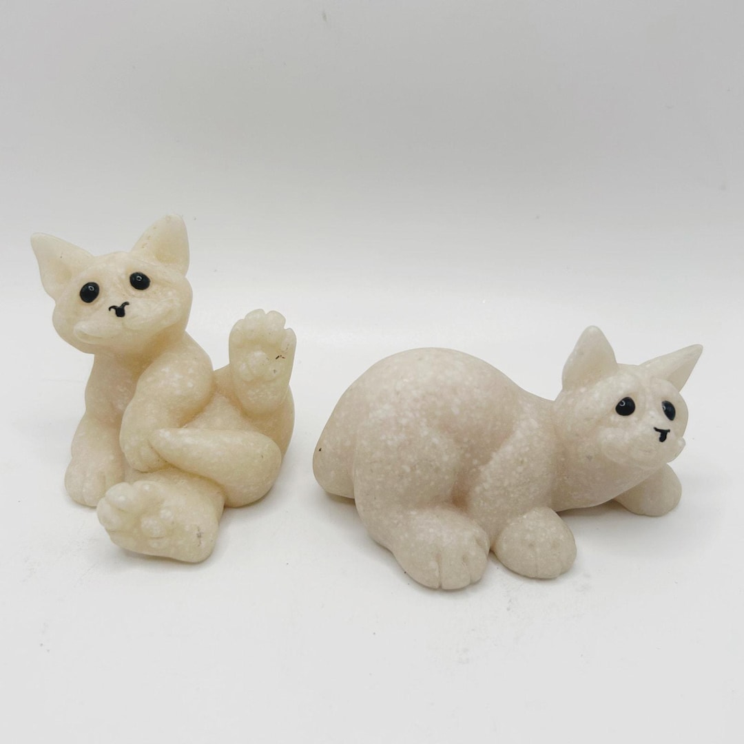 Vintage Quarry Critters Clyde and Cameron the Cats Stone Figurines ...