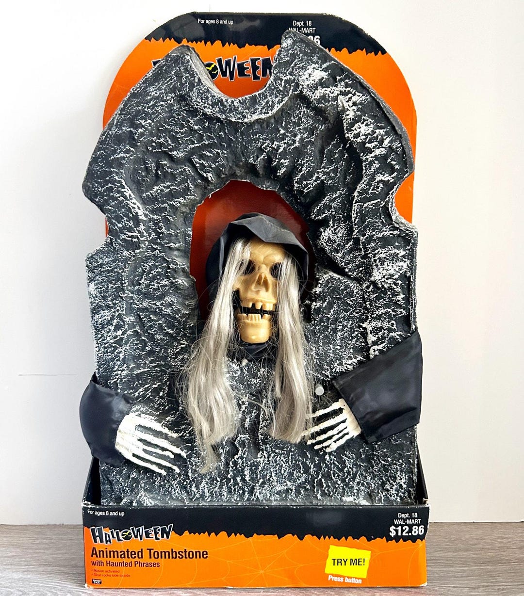 Vintage Animated Talking Skeleton Tombstone Light up & Talks Halloween ...