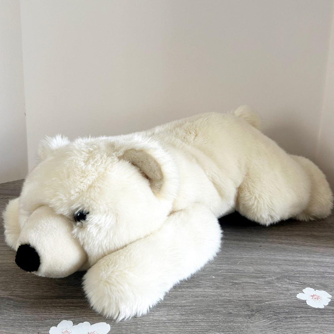 Sea World Plush White Polar Bear 22” Laying Down Realistic Stuffed ...