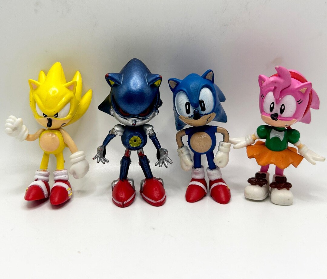 4x SONIC the HEDGEHOG Amy Rose Metal Sonic Figure Toy doll SEGA 2.5” Super Sonic - Etsy