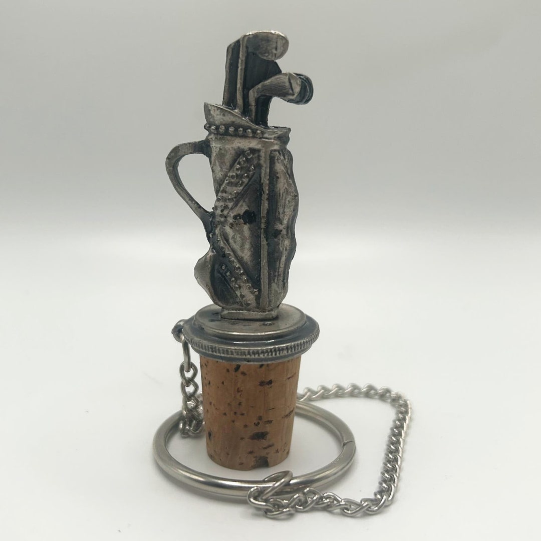Vintage Solid Pewter Gold Clubs & Caddy Wine Bottle Cork Stopper - Etsy