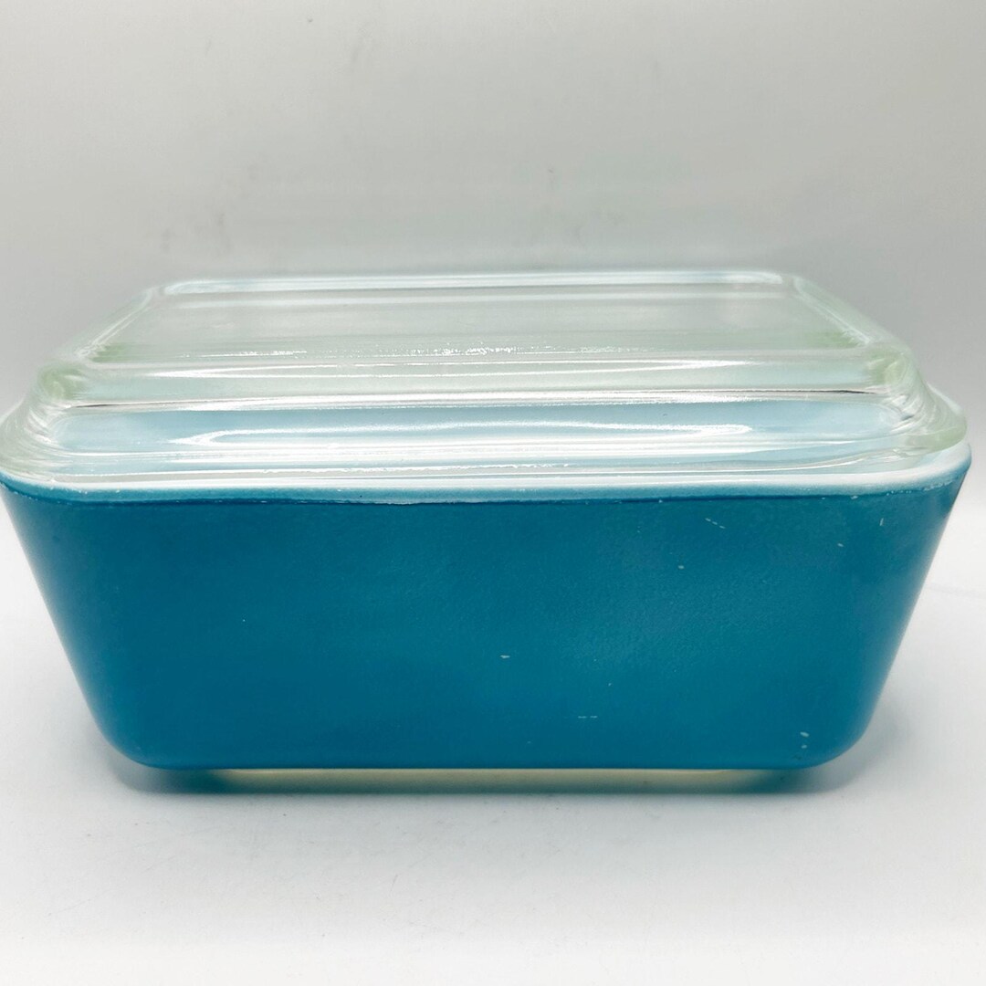 Vintage PYREX 0502 Aqua Blue Ovenware Refrigerator Dish & Clear Lid 502 ...