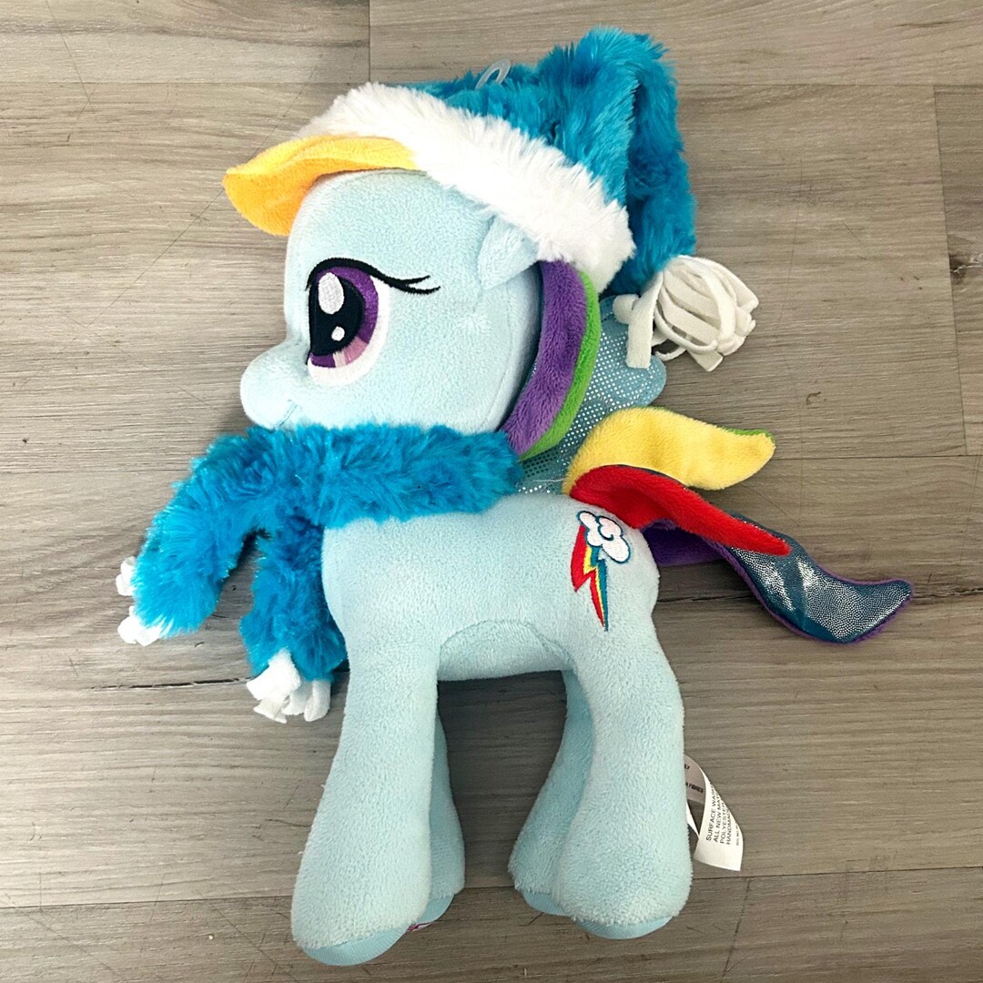 My Little Pony Rainbow Dash 10" Plush Holiday Winter Hat and Scarf Blue 2014 - Etsy