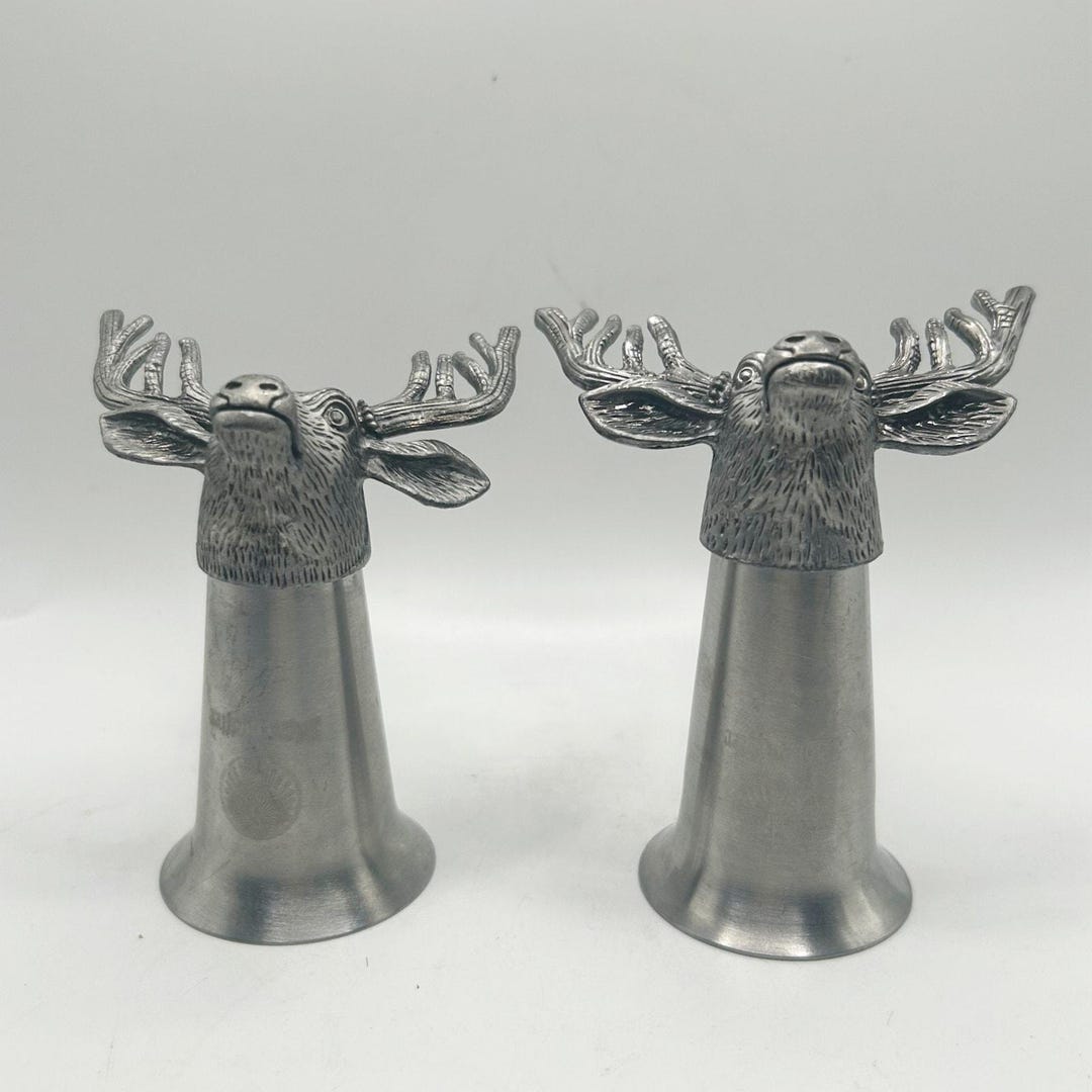 Vintage Jagermeister Stag Buck Deer Pewter Metal Shot Glass Jigger ...
