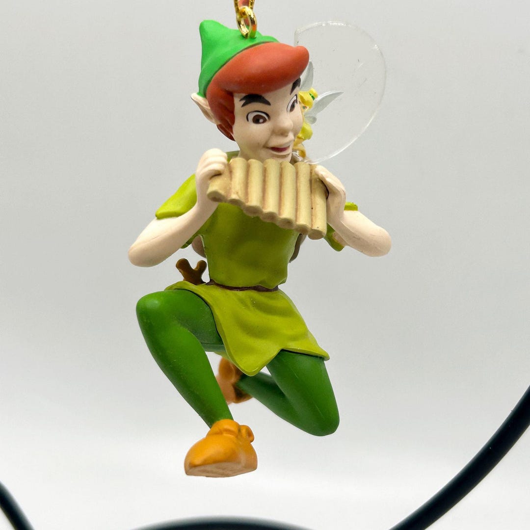 Vintage Disney Peter Pan Playing pan Flute and Tinker Bell Christmas ...