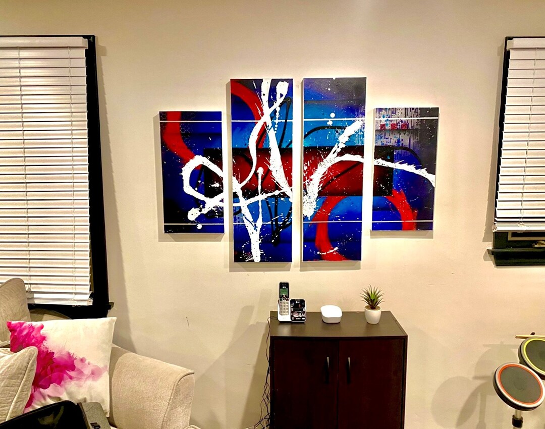 Original, Abstract Acrylic Large Quadriptych (4 Canvases) Painting - Etsy