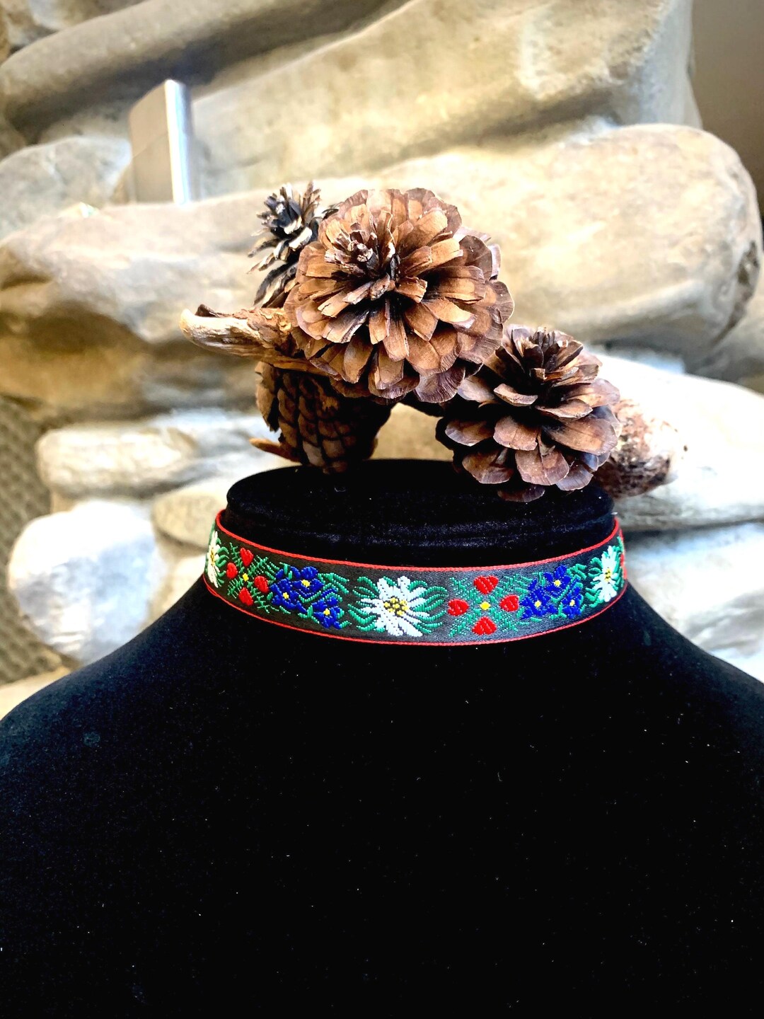 Classic Edelweiss, Gentian Flower Heart Bavarian Folkwear Jacquard ...