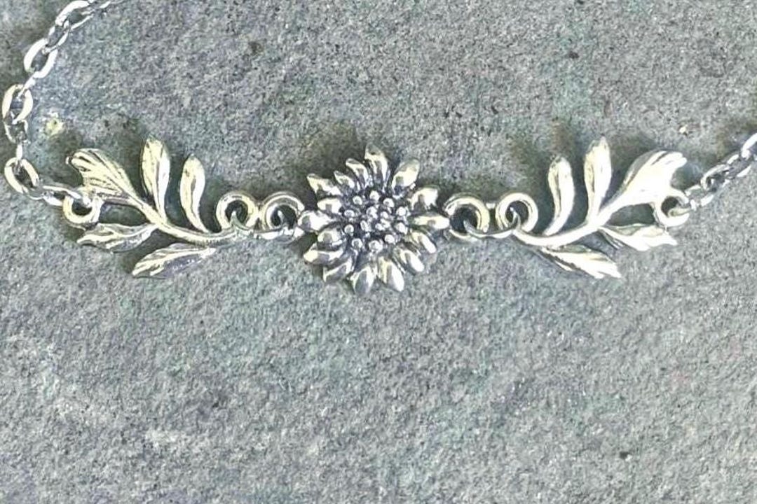 Silver Edelweiss Choker: Adjustable Bavarian Floral Necklace - Etsy