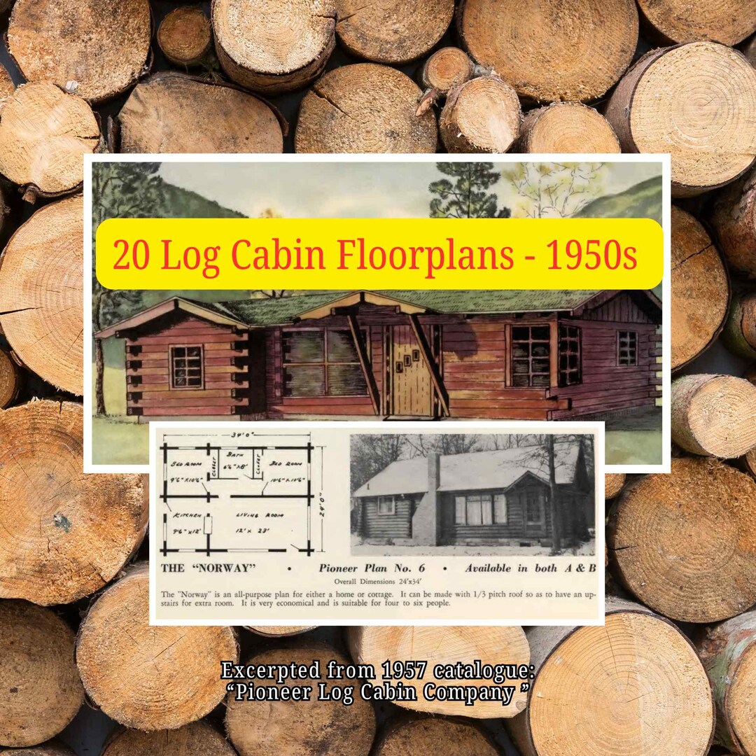 20 Log Cabin Floorplans -1957 (PDF File, 9pp., Illustrations, Diagrams ...