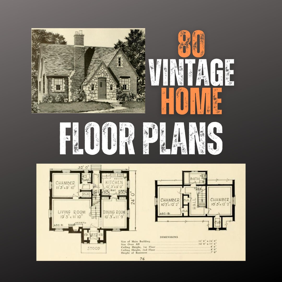 80 Vintage Home Floor Plans (pdf File, Downloadable, Printable) - Etsy