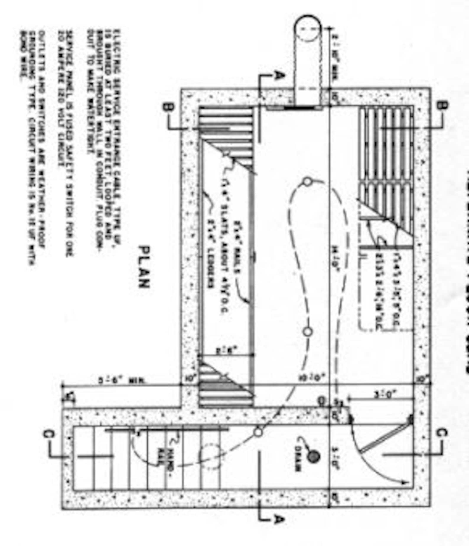 Vintage Storm Shelter Plans & Blueprint (PDF Instant Download, 3 Pp ...
