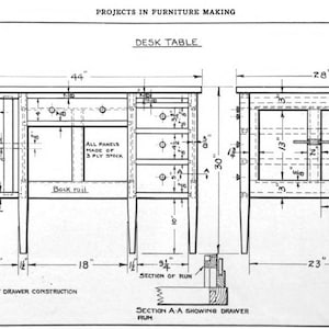 Vintage Desk Building Plans, 10 Woodworking Designs/blueprints (PDF ...