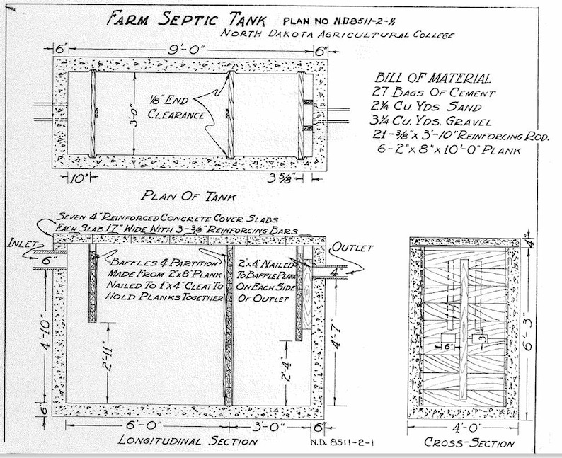 2 Septic Tank Design Blueprint Plans (PDF File, 2 Separate Blueprints ...