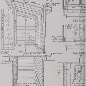 Vintage Outhouse, Pit Privy Construction Plans (PDF, Downloadable for I ...