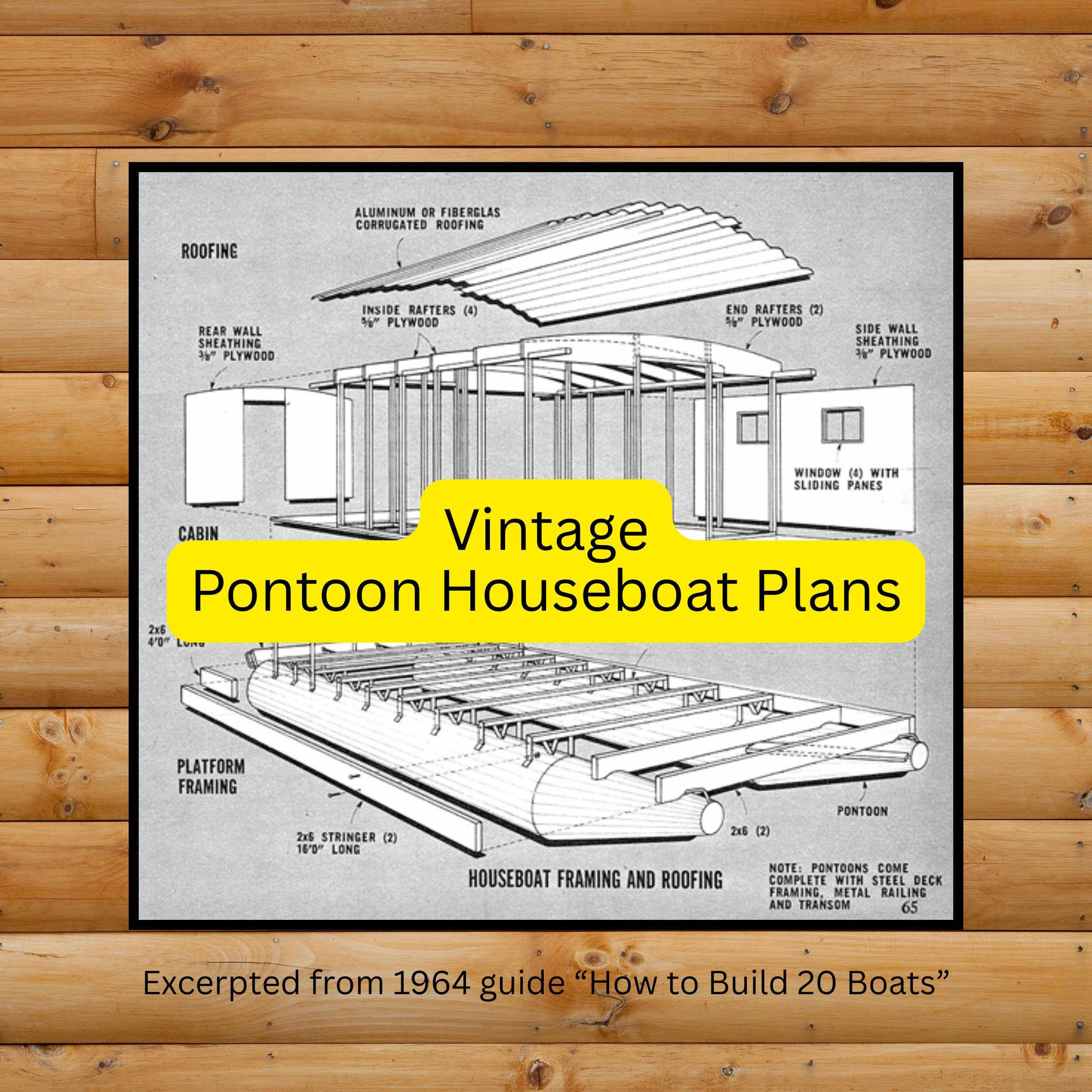 Vintage Pontoon Houseboat Plans (PDF File, 4 Pp., Diagrams ...