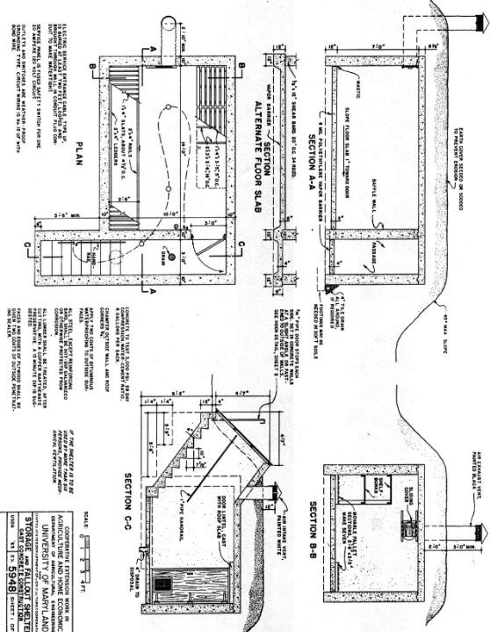 Vintage Storm Shelter Plans & Blueprint (PDF Instant Download, 3 Pp ...