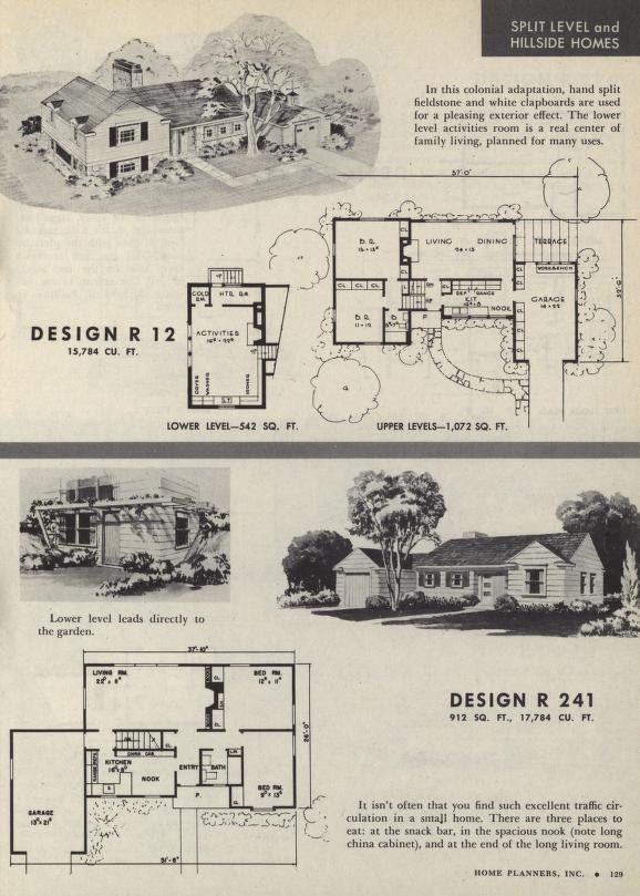 30 FLOORPLANS for Split-level or Hillside Homes (pdf File, Downloadable ...