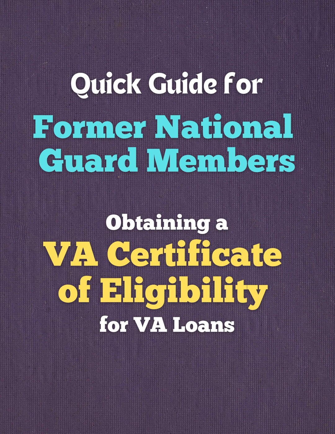 VA Certificate of Eligibility for VA Loans: Former National Guard ...