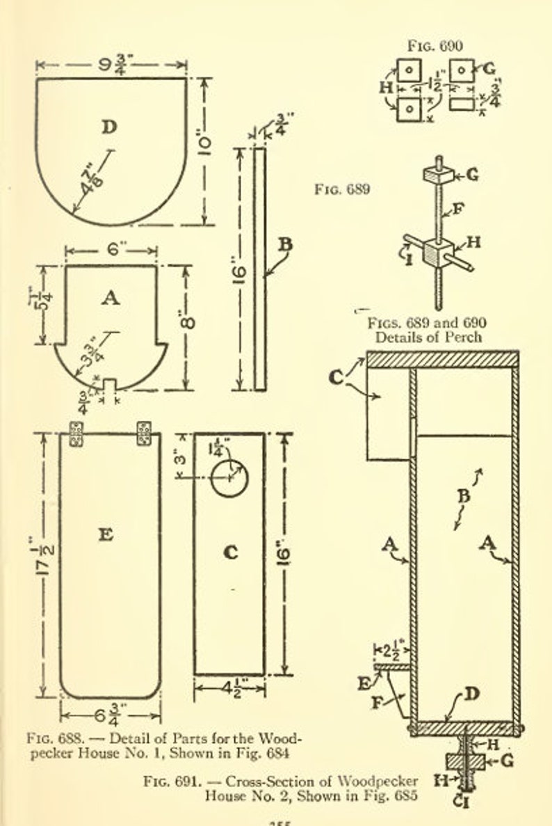 Classic Bird House Blueprints for Wrens, Robins, Woodpeckers, Bluebirds ...