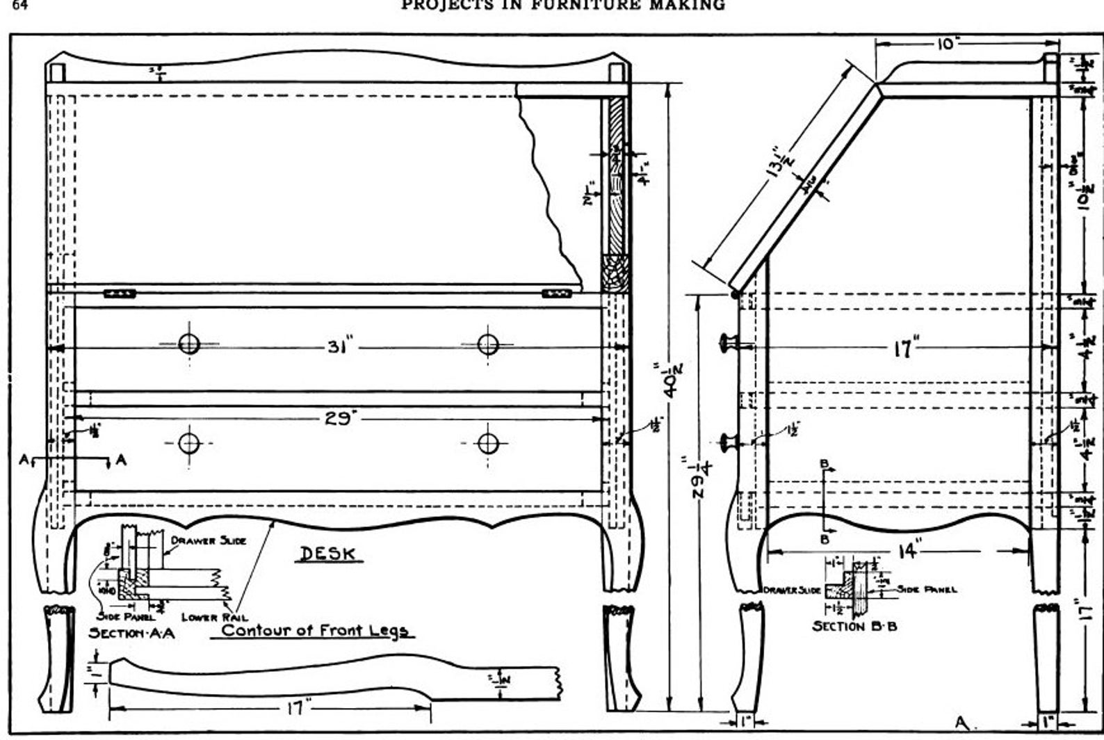 Vintage Desk Building Plans, 10 Woodworking Designs/blueprints PDF ...