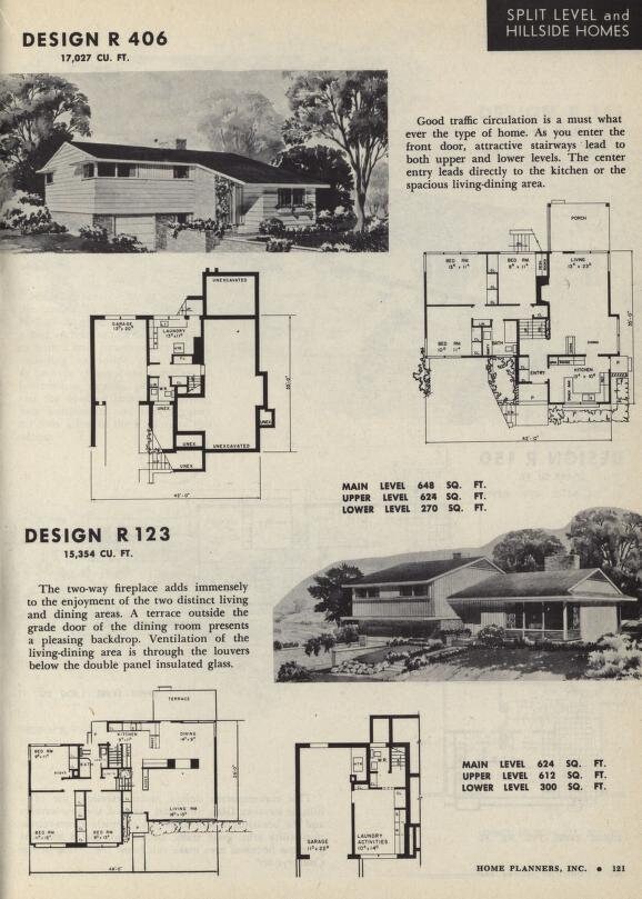 30 FLOORPLANS for Split-level or Hillside Homes (pdf File, Downloadable ...