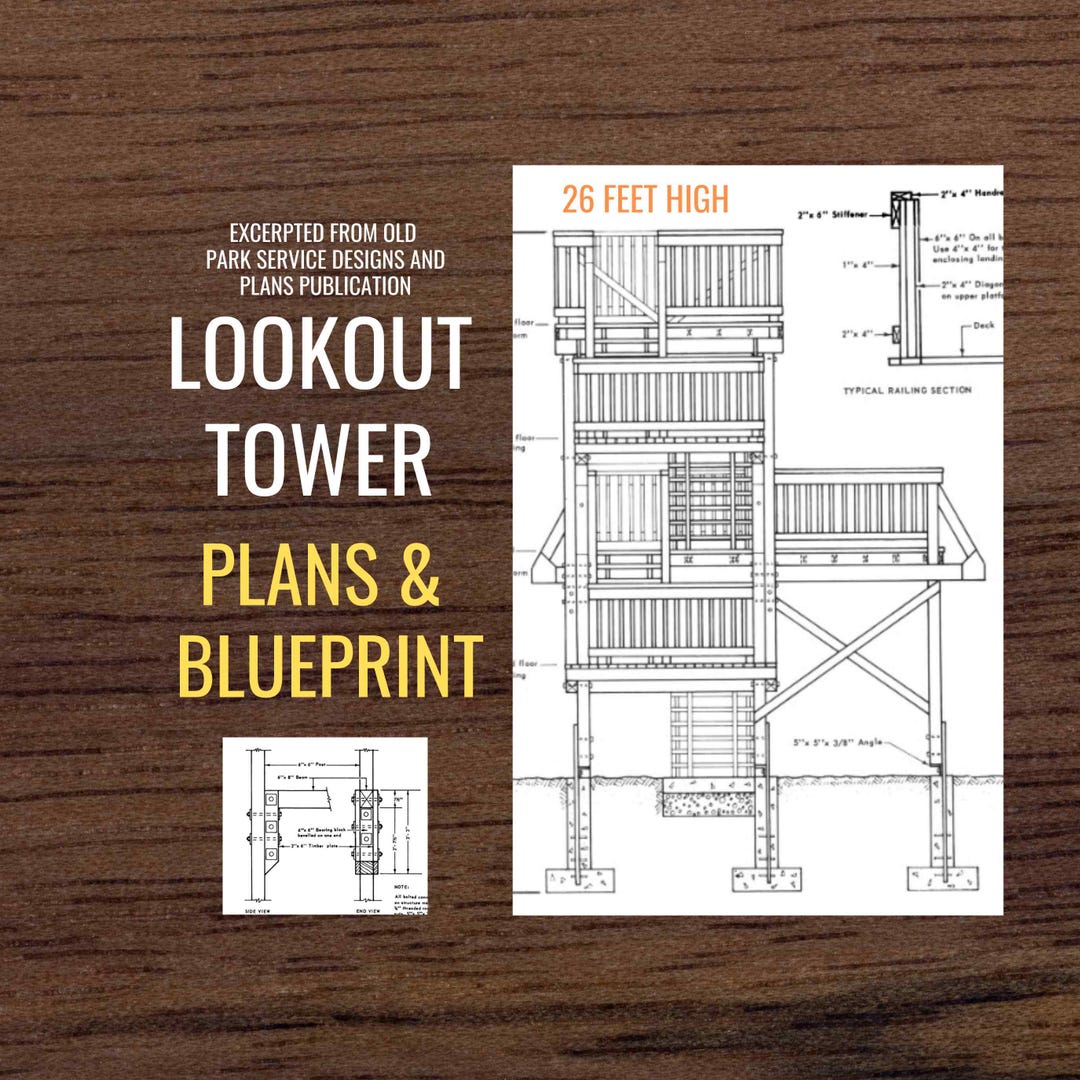 Lookout Tower Plans & Blueprint, 26 Feet High (PDF Instant Download, 4 ...