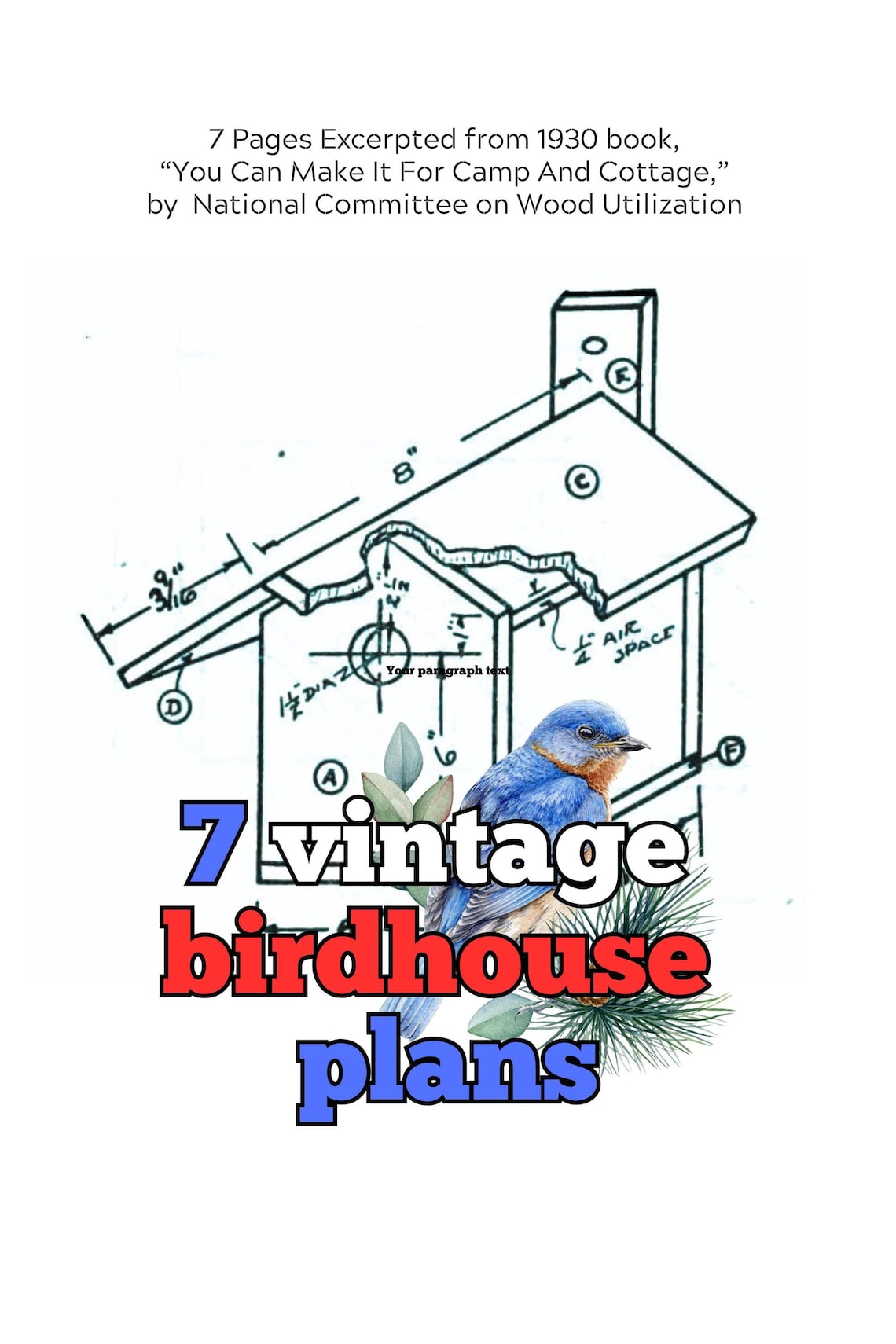7 Vintage Birdhouse Plans (instant Download PDF, Chickadee, Bluebird ...