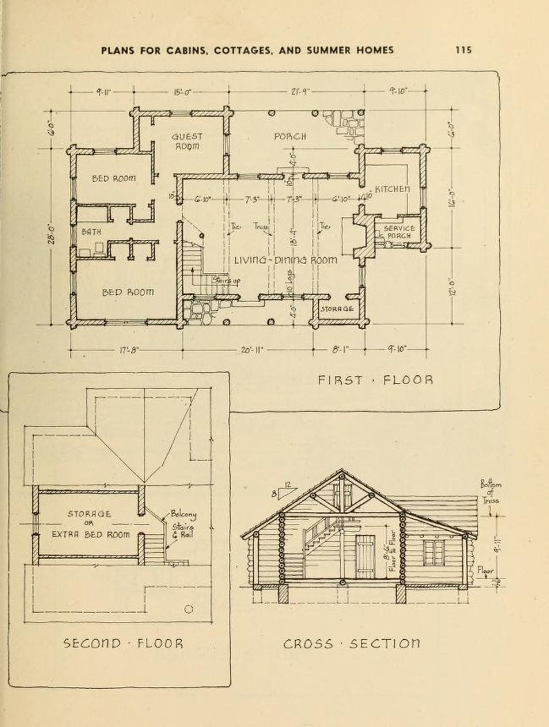 19 Vintage Cabin Floorplans (PDF File, Downloadable, Printable) - Etsy