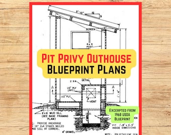 DIY Pit Privy Outhouse Plans (PDF, 1 Page Blueprint, From 1968 USDA ...