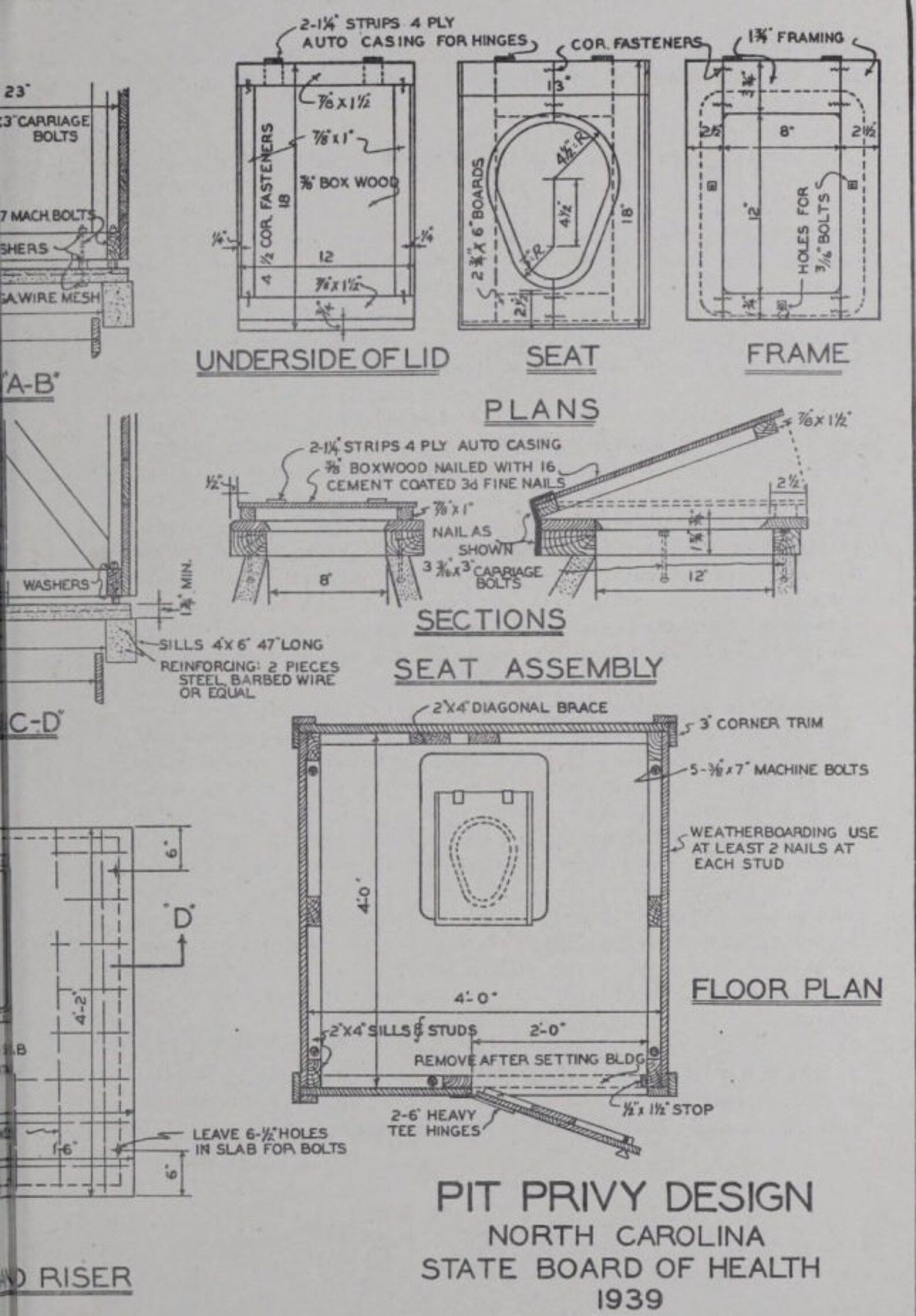 Vintage Outhouse, Pit Privy Construction Plans (PDF, Downloadable for I ...