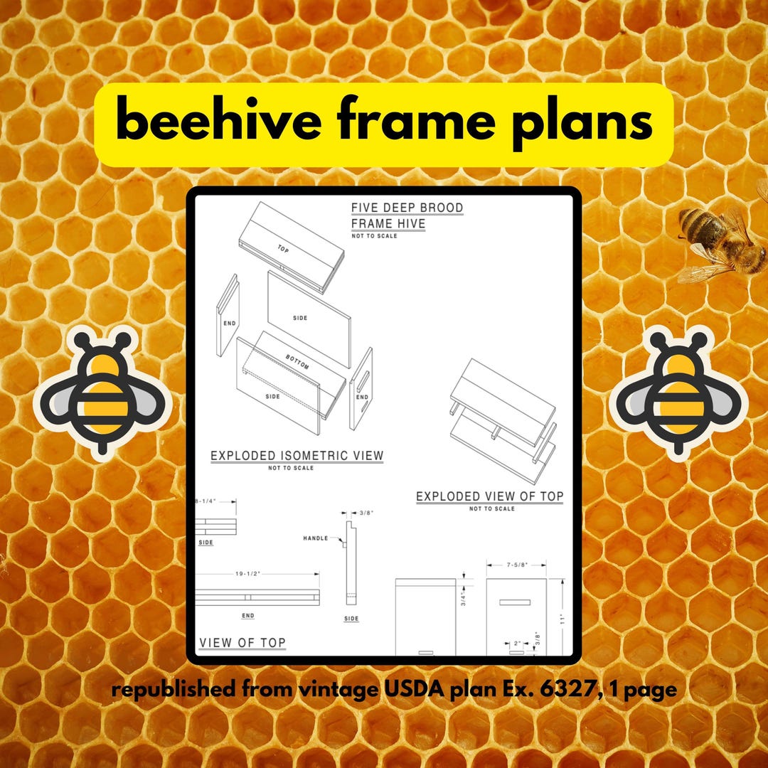 Vintage Beehive Frame Plans downloadable PDF File, 1-page, Republished ...